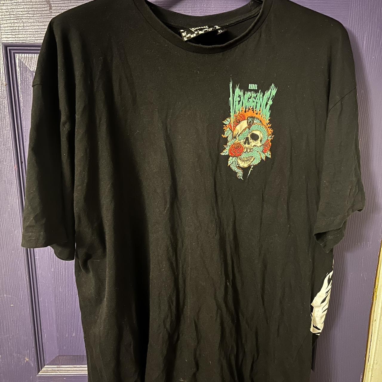 Rebel Vengeance death metal script black t-shirt... | Depop
