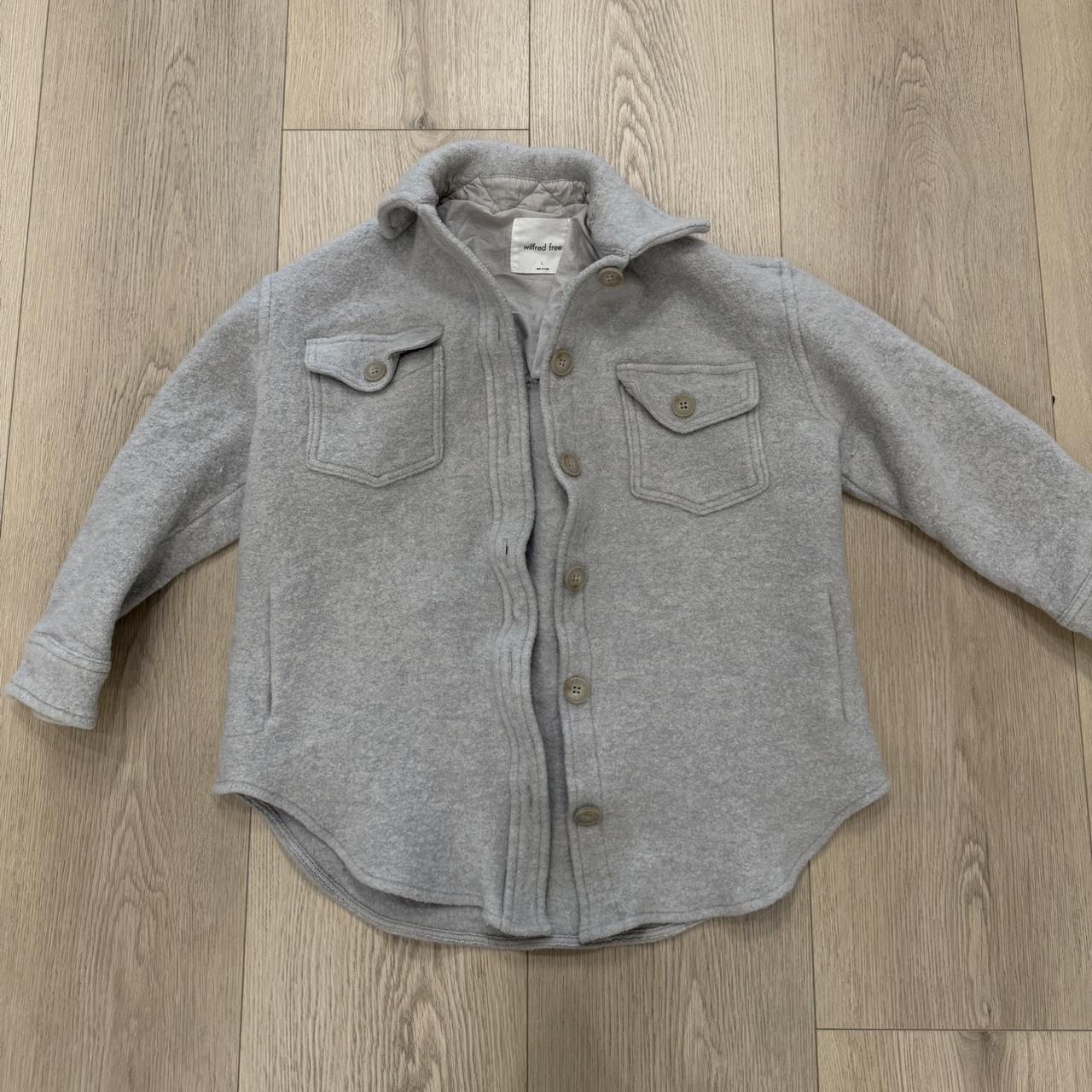 Wilfred free aritzia grey button up jacket coat wool... - Depop
