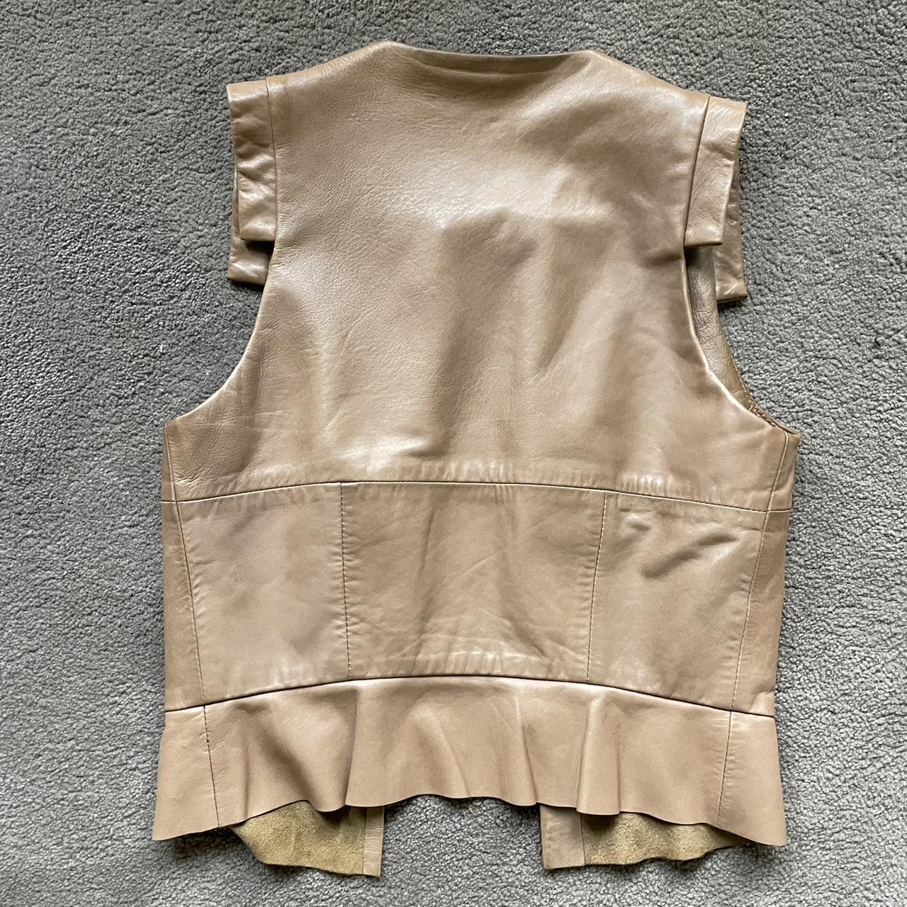 Gorgeous tan lamb skin leather vest Size 8 Excellent... - Depop
