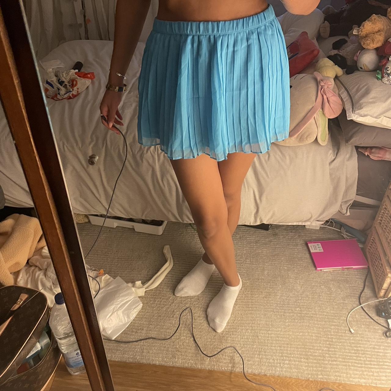 Hollister baby blue mini Rara skirt size medium... - Depop