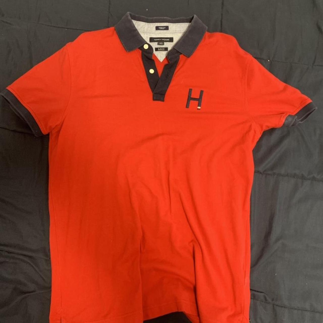 Tommy polo in red size large #tommy #polo - Depop