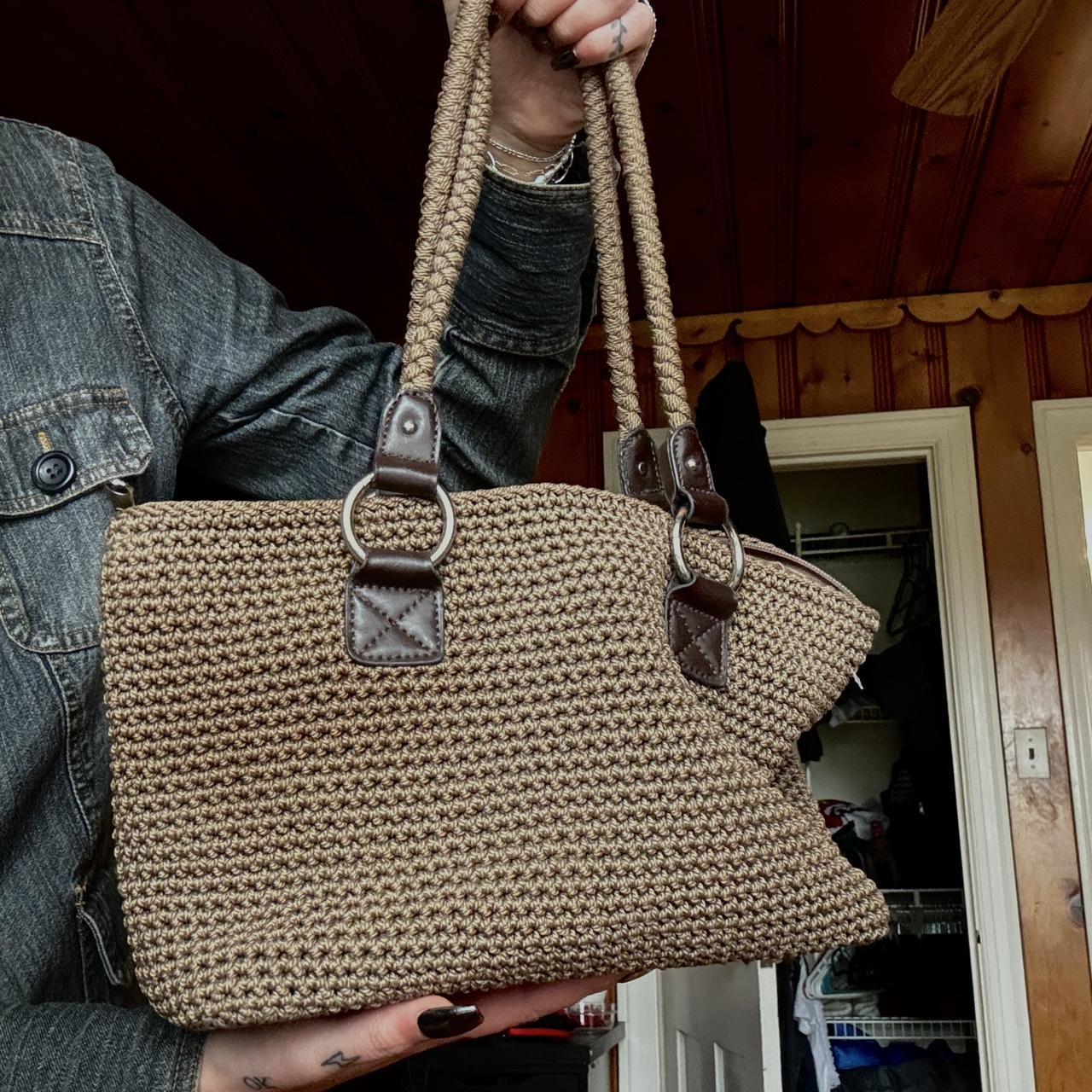 Vintage Cream Brown Crochet Shoulder Bag Really good... - Depop