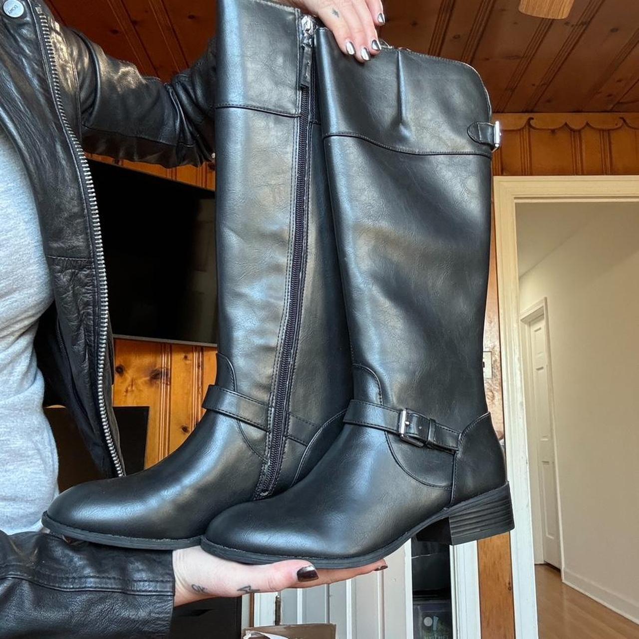 Vintage Black Chaps Leather Boots Kinda like riding... - Depop