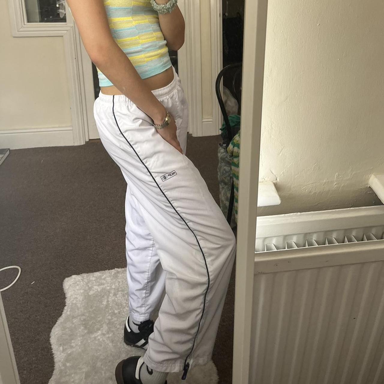 Vintage White tracksuit bottoms / trackies similar... - Depop