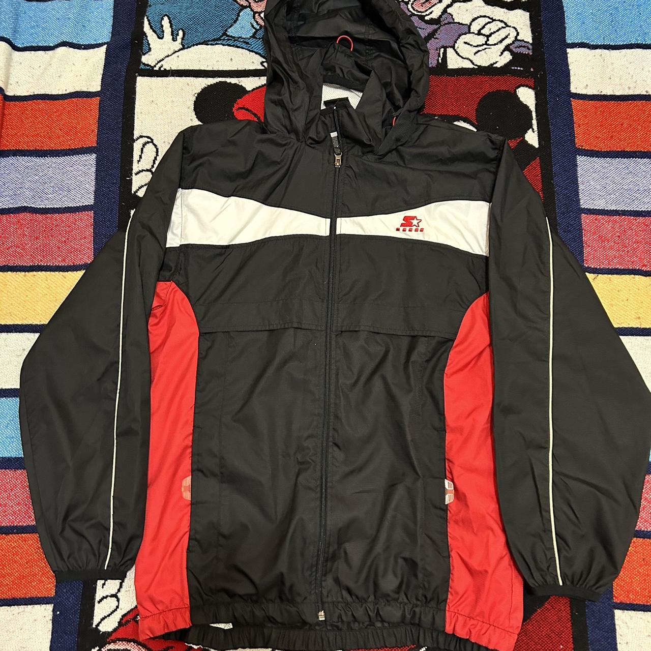 Beautiful red vintage Starter windbreaker jacket, in... - Depop