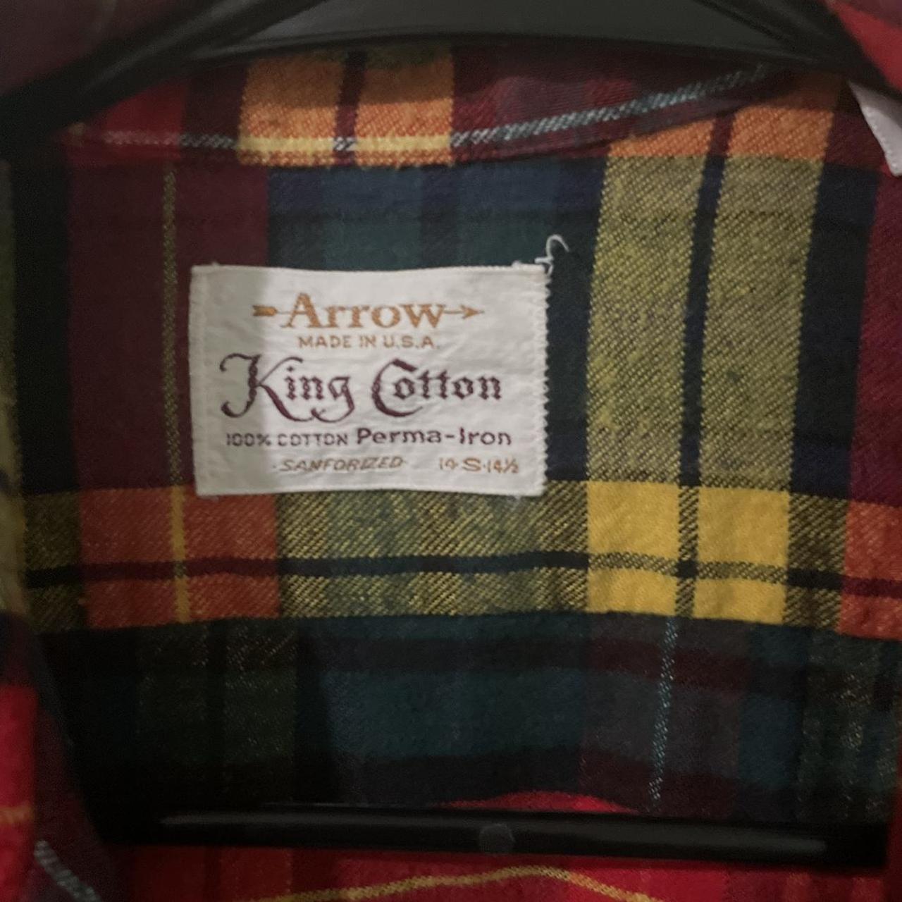 Vintage Arrow King Cotton Made in USA Flannel 100%... - Depop