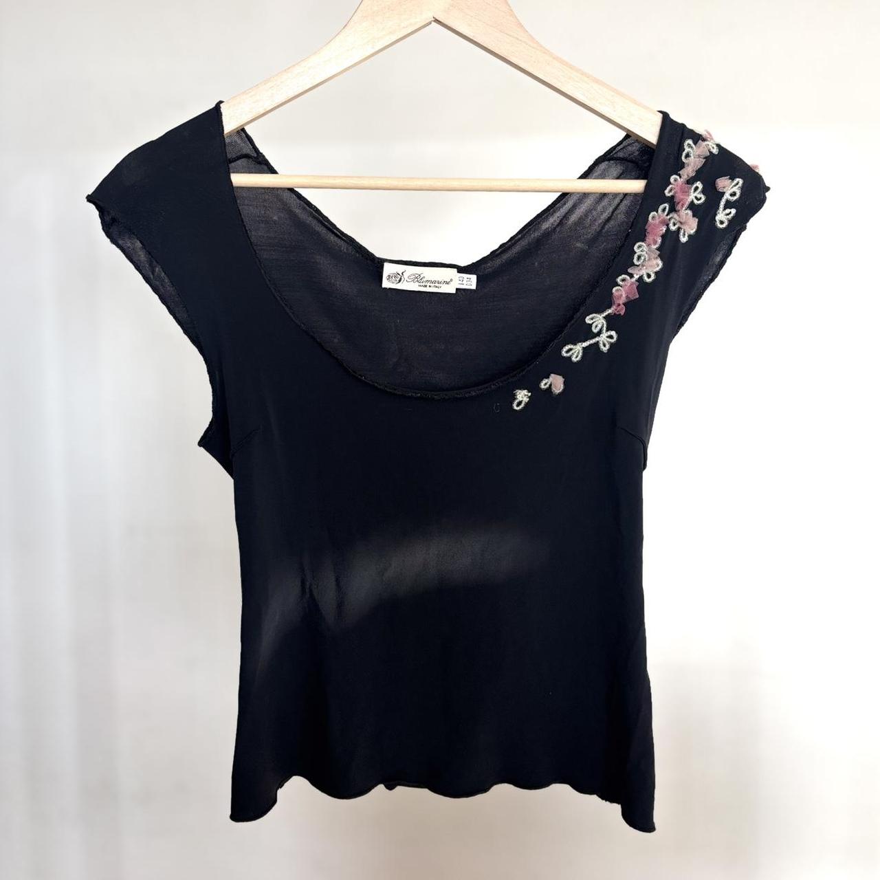 Blumarine transparent top with floral details... | Depop