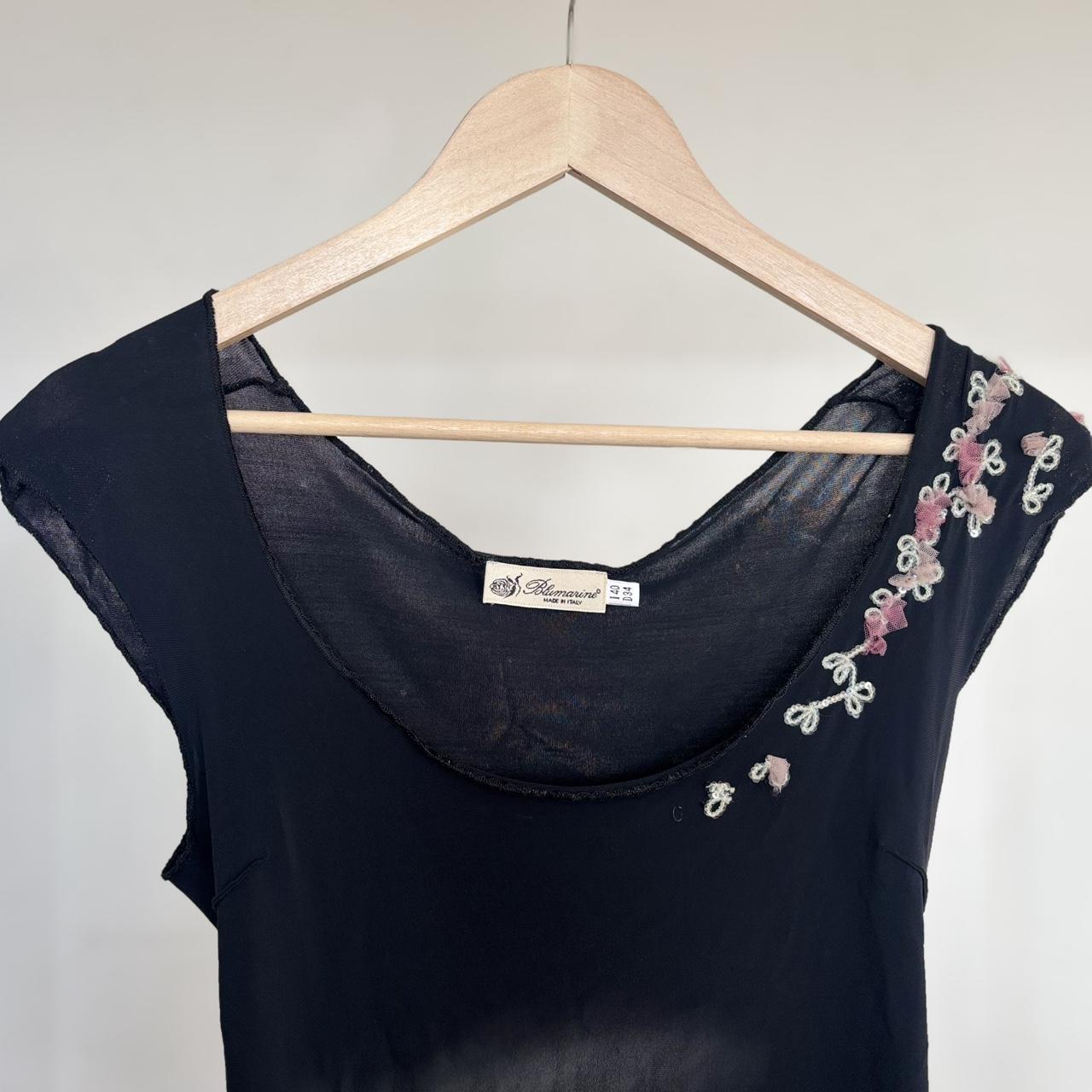 Blumarine transparent top with floral details... | Depop