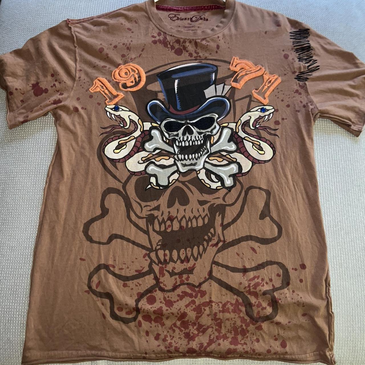 Crazy Y2K Skull Edward Dada Grunge Shirt #jnco... - Depop