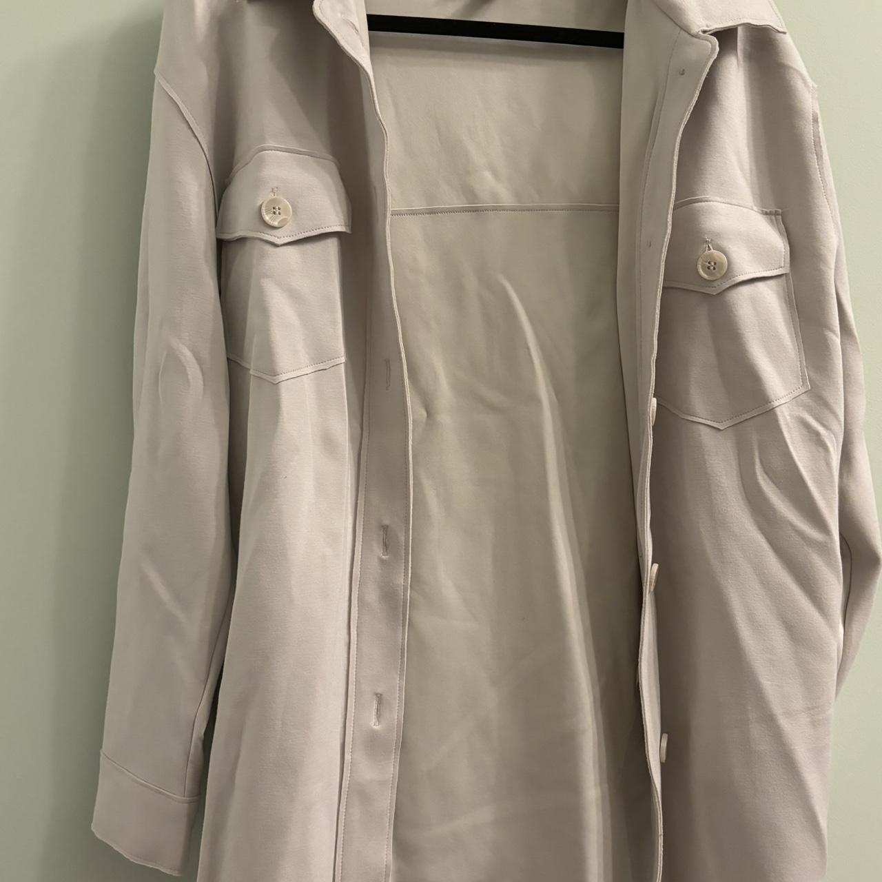 Oversized Tan shacket with buttons Long - Depop