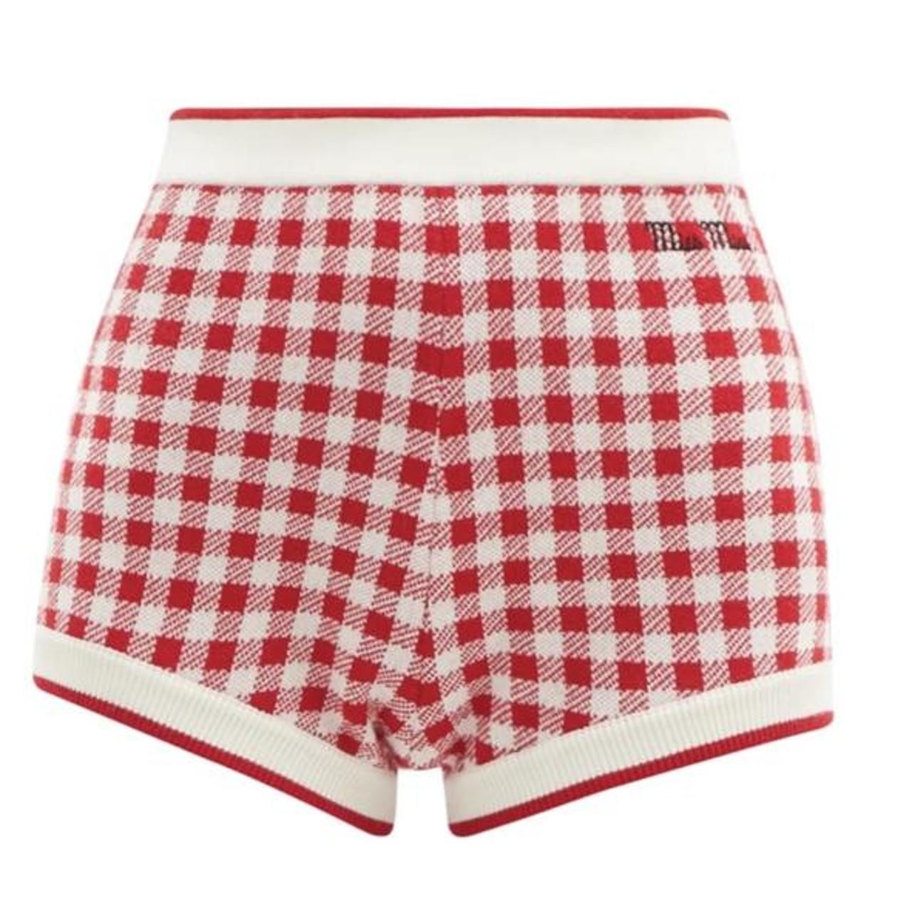 Miu Miu checkered shorts worn once size small super... - Depop
