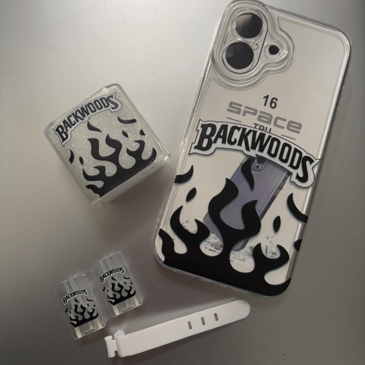 Black and white Backwoods phone case & charger set... | Depop