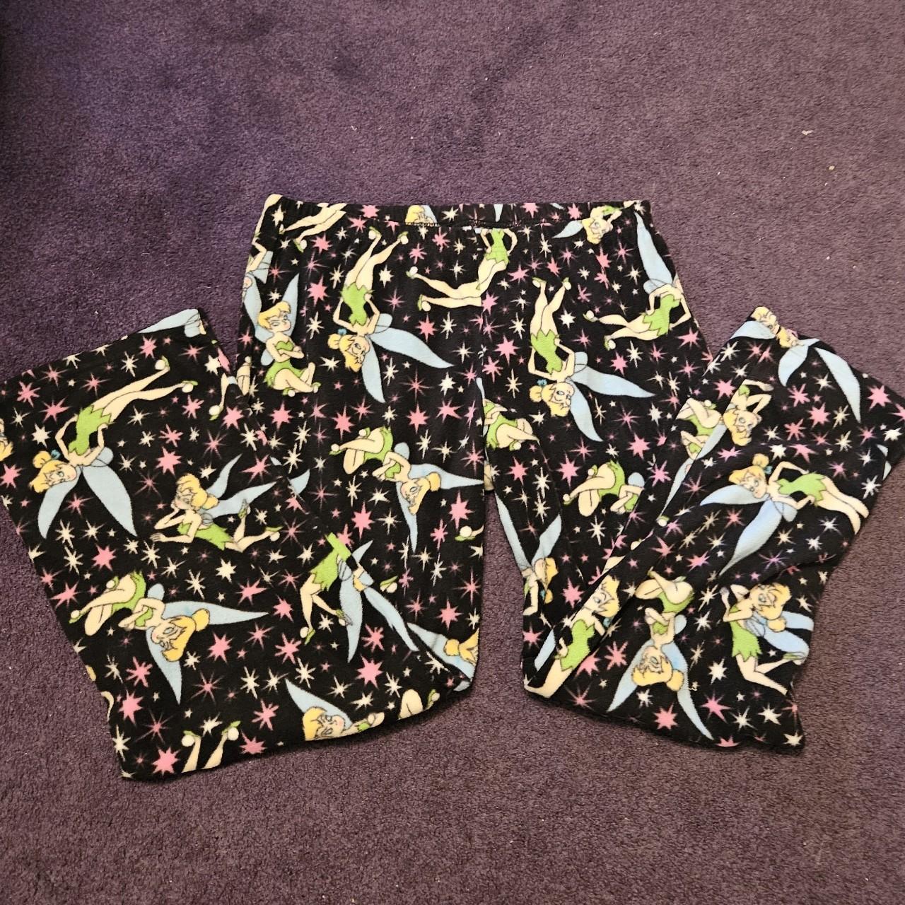 y2k tinkerbell fluffy pajama pants size large... - Depop