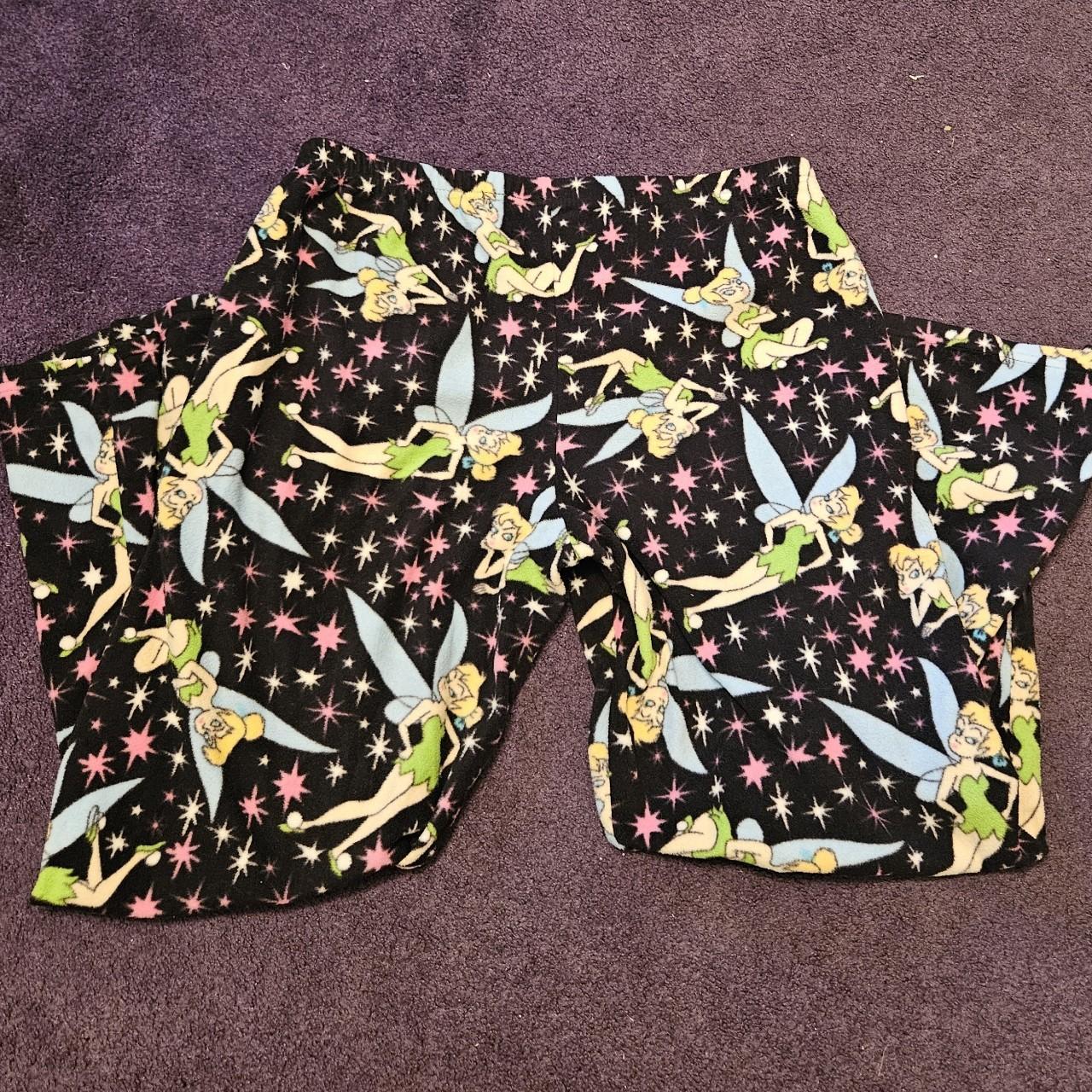 y2k tinkerbell fluffy pajama pants size large... - Depop