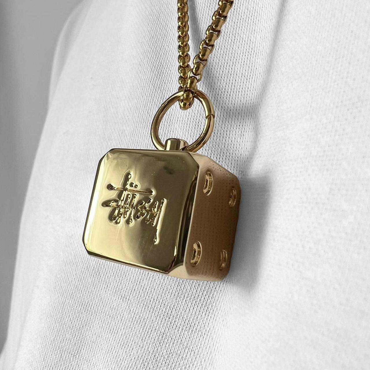Gold Stüssy dice chain necklace Approx 27” Also... - Depop