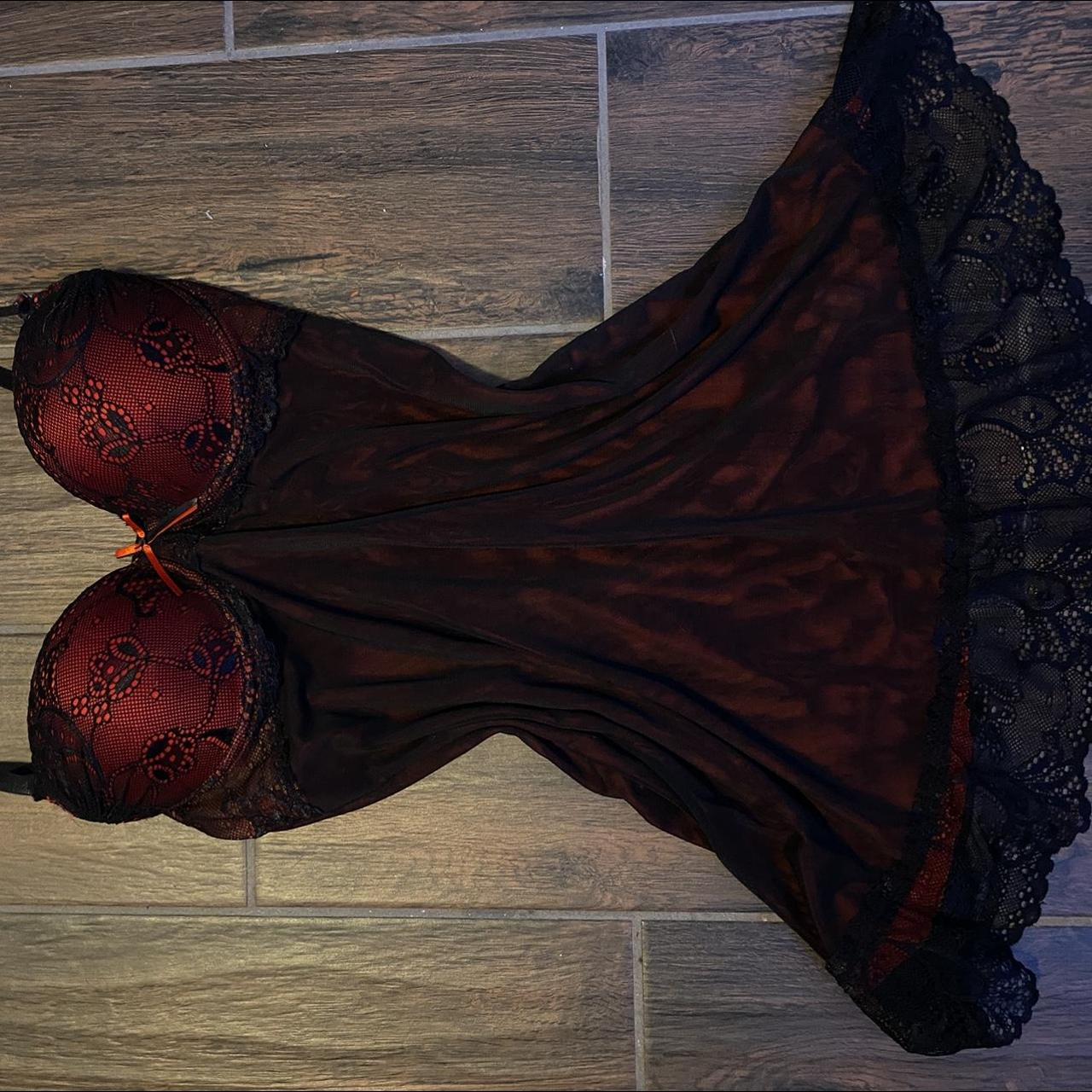 lovely gothic red and black sheer intimate... - Depop