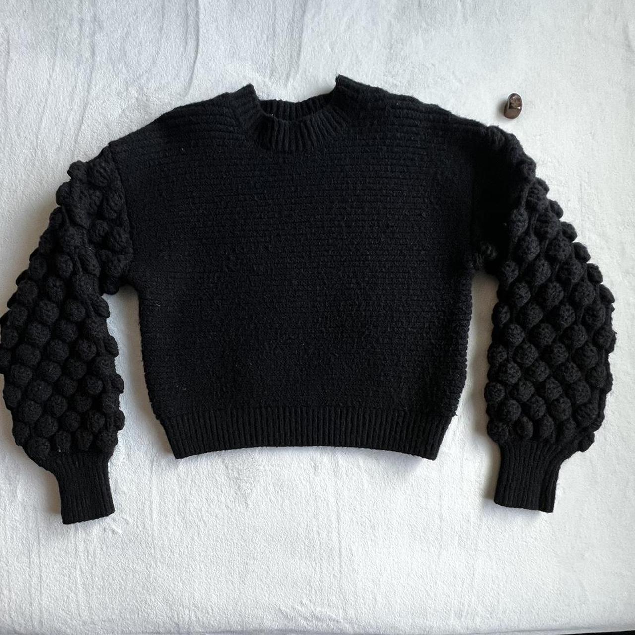 item: thick black sweater with textured bubble... - Depop