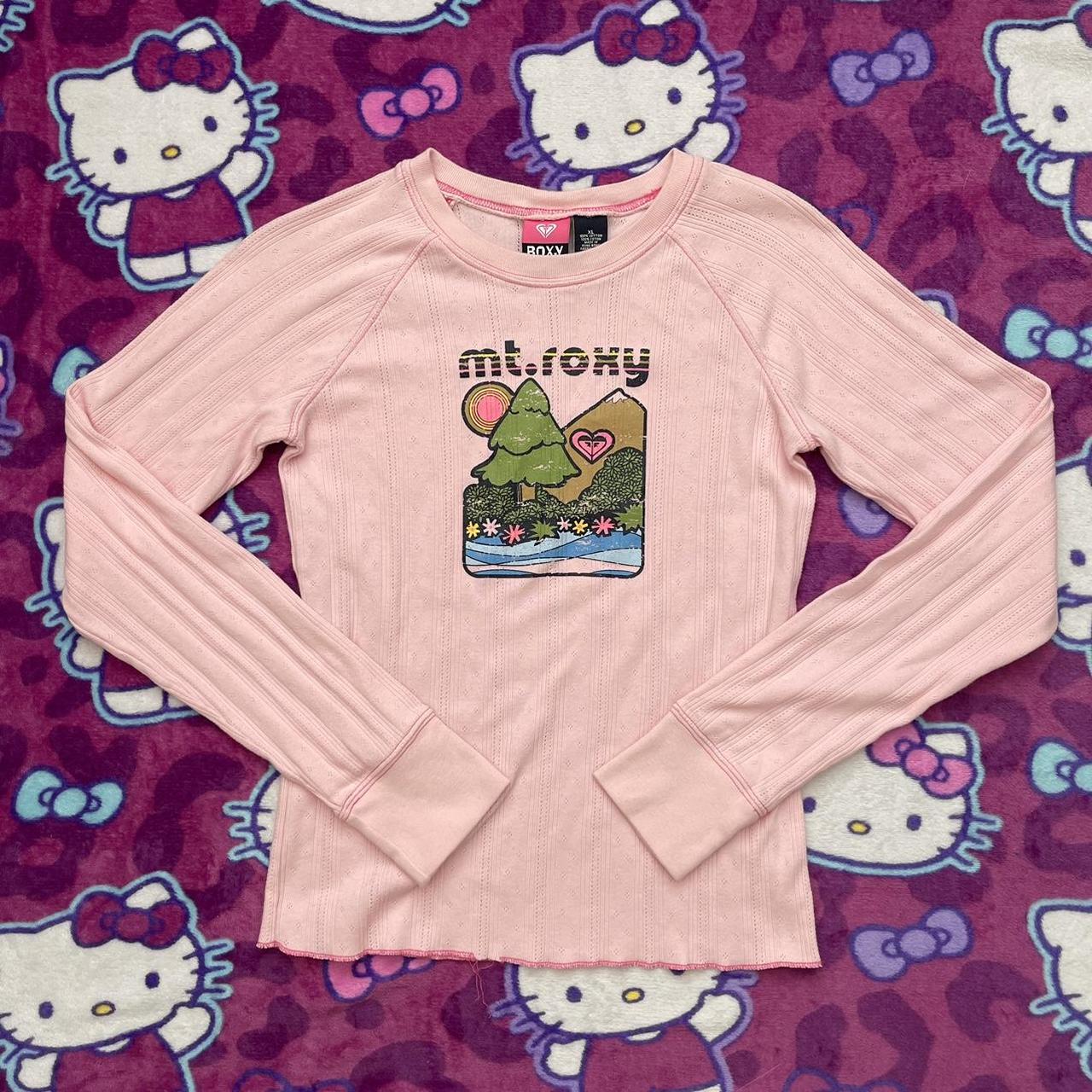 y2k mt roxy baby pink long sleeve top the cutest... | Depop