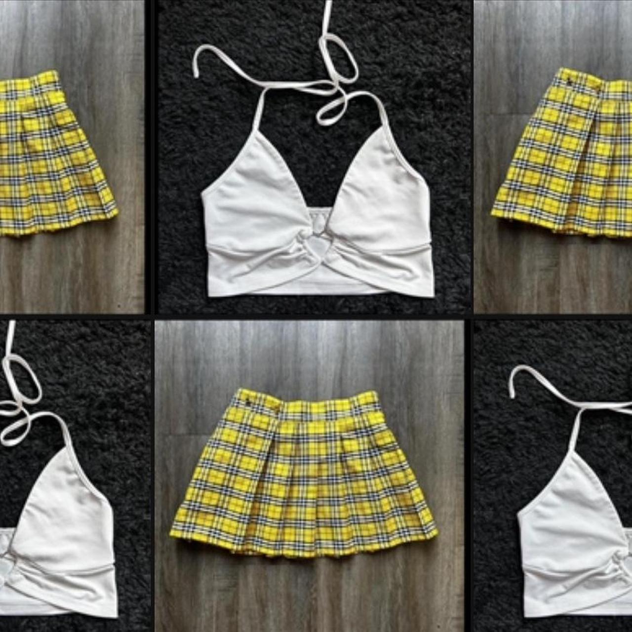 Outfit Bundle Yellow y2k school girl skirt... - Depop