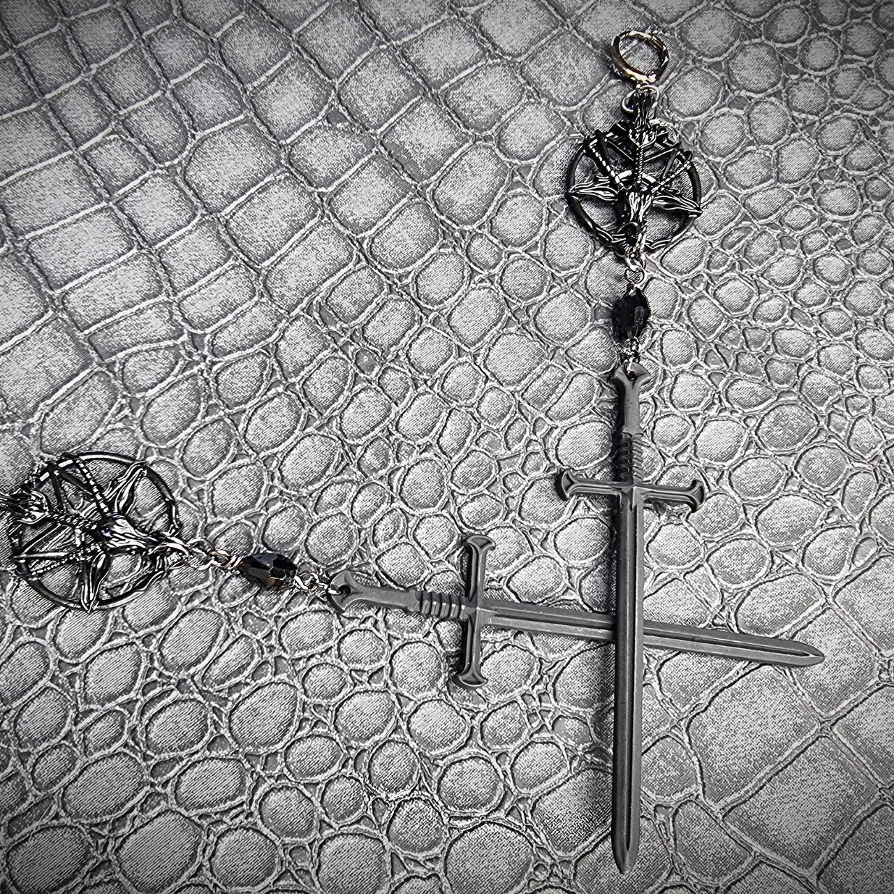 Gothic Baphomet Occult black Sword... - Depop