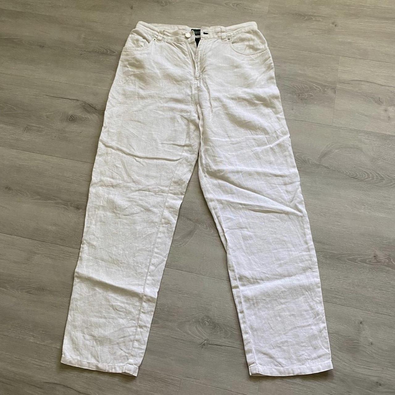 Lauren Ralph Lauren Petite Ivory Linen Pants Size... - Depop