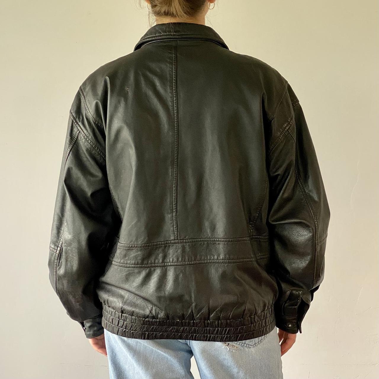 Vintage 90s Leather Jacket Super classic leather... - Depop