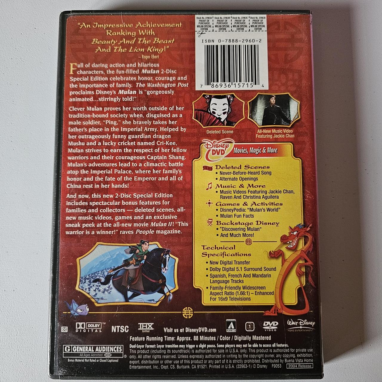 Disney's Mulan Special Edition 2 Disc Set 1998 DVD... | Depop