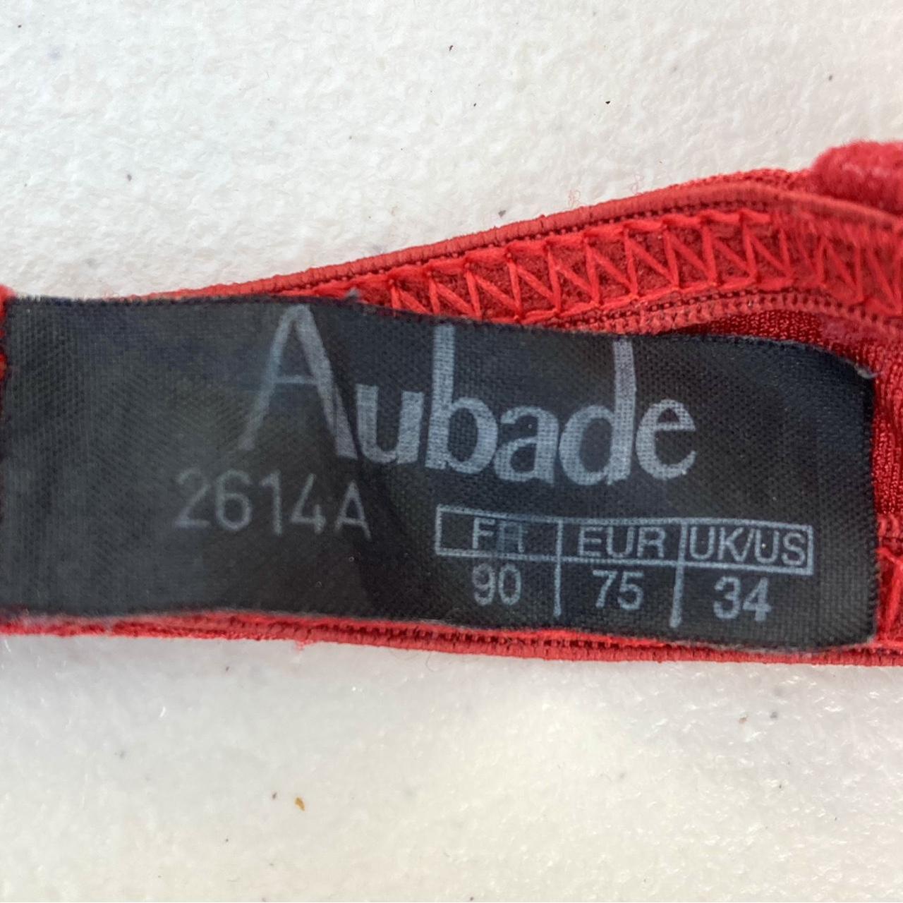 Aubade Women's Red and Gold Bra | Depop