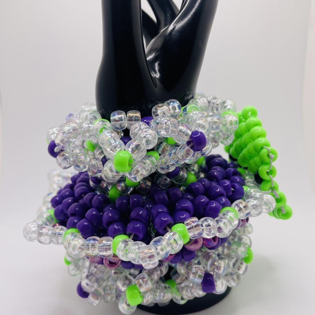Green and purple rotating UFO alien head Kandi cuff... | Depop