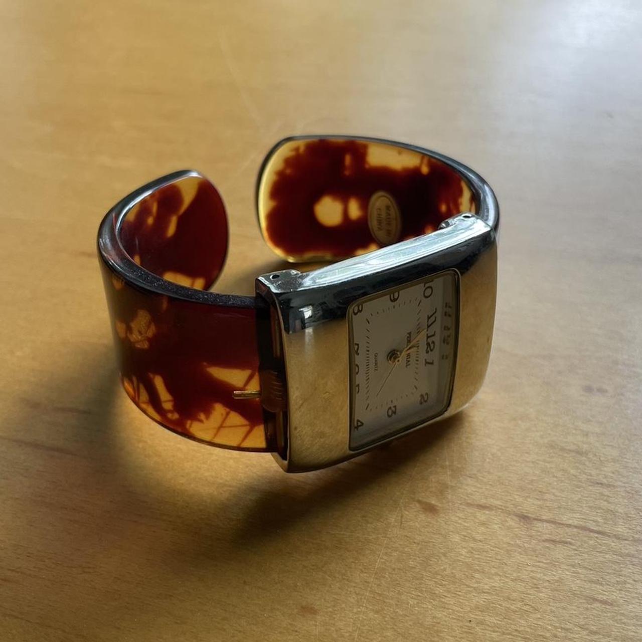 Vintage tortoise shell watch with silver tone case... - Depop