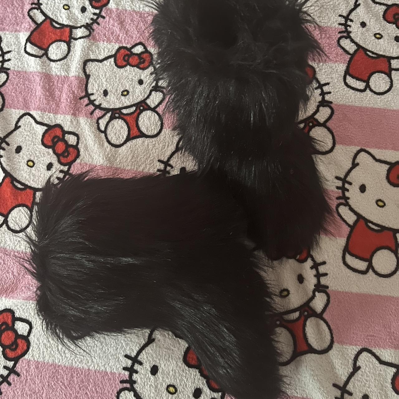 Y2K emo 2000s furry boots Super cute black boots... - Depop