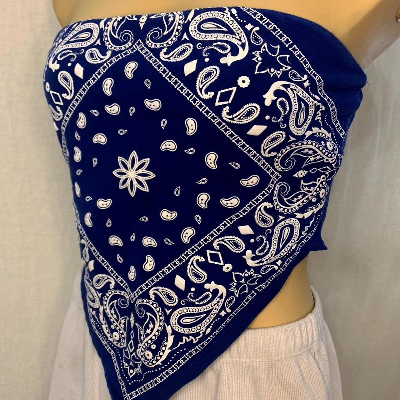 Blue Bandana Croptop - Depop