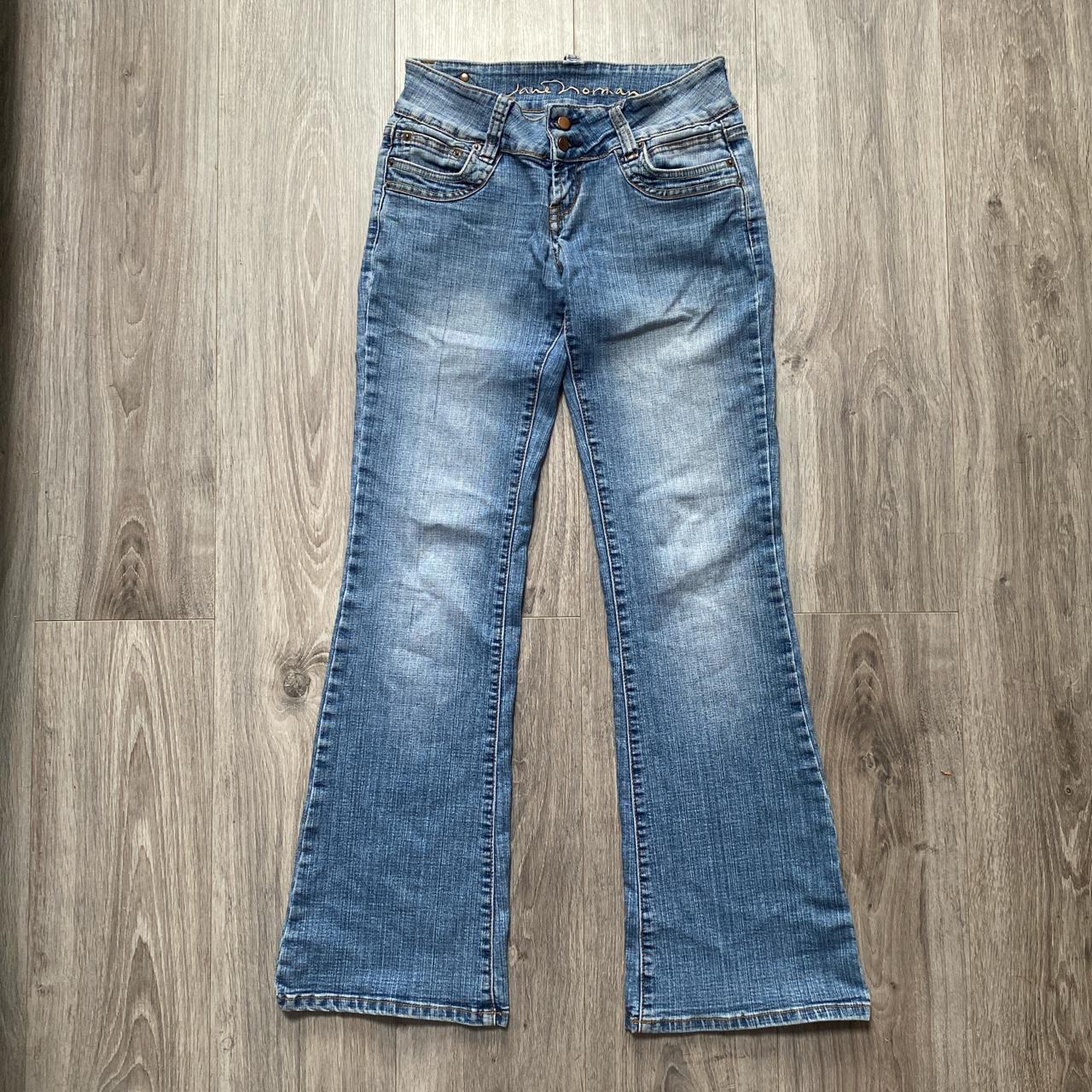 Jane Norman denim low rise flares, in blue. Size... - Depop
