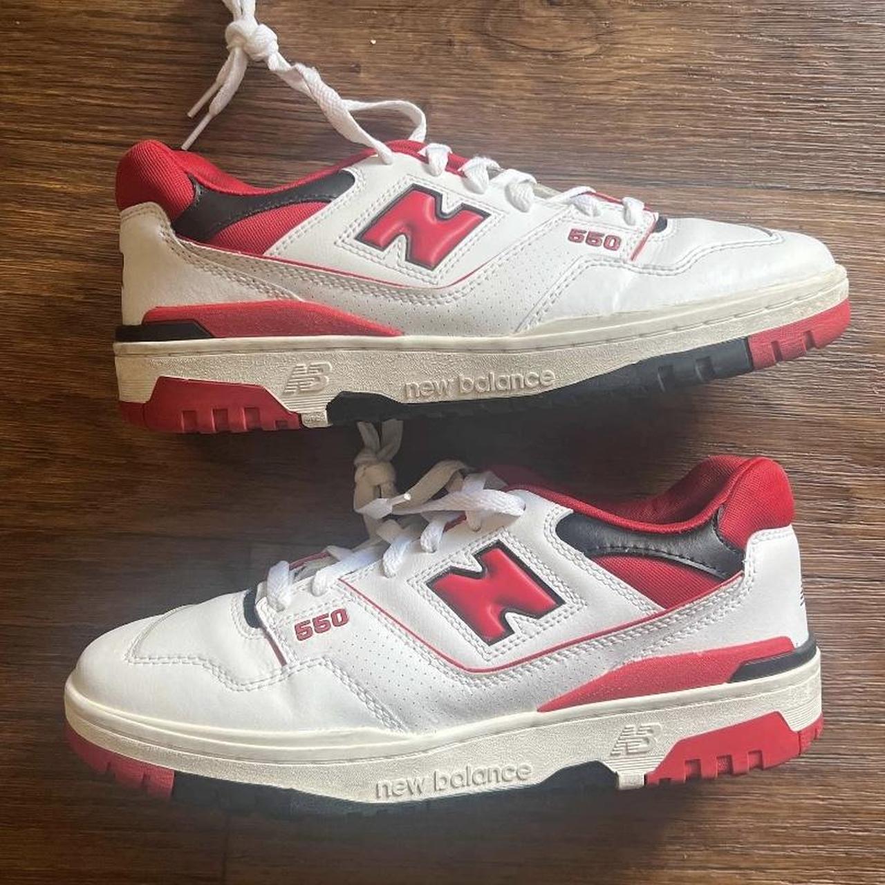 New Balance 550 Red Gently used Will Ship ASAP - Depop