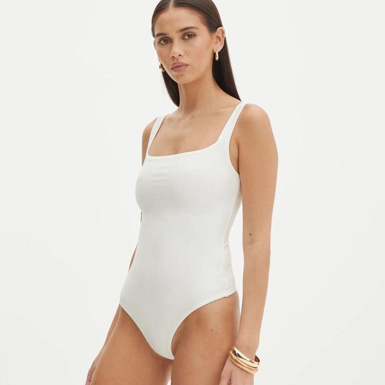 Glassons square neck white body suit Never worn,... - Depop