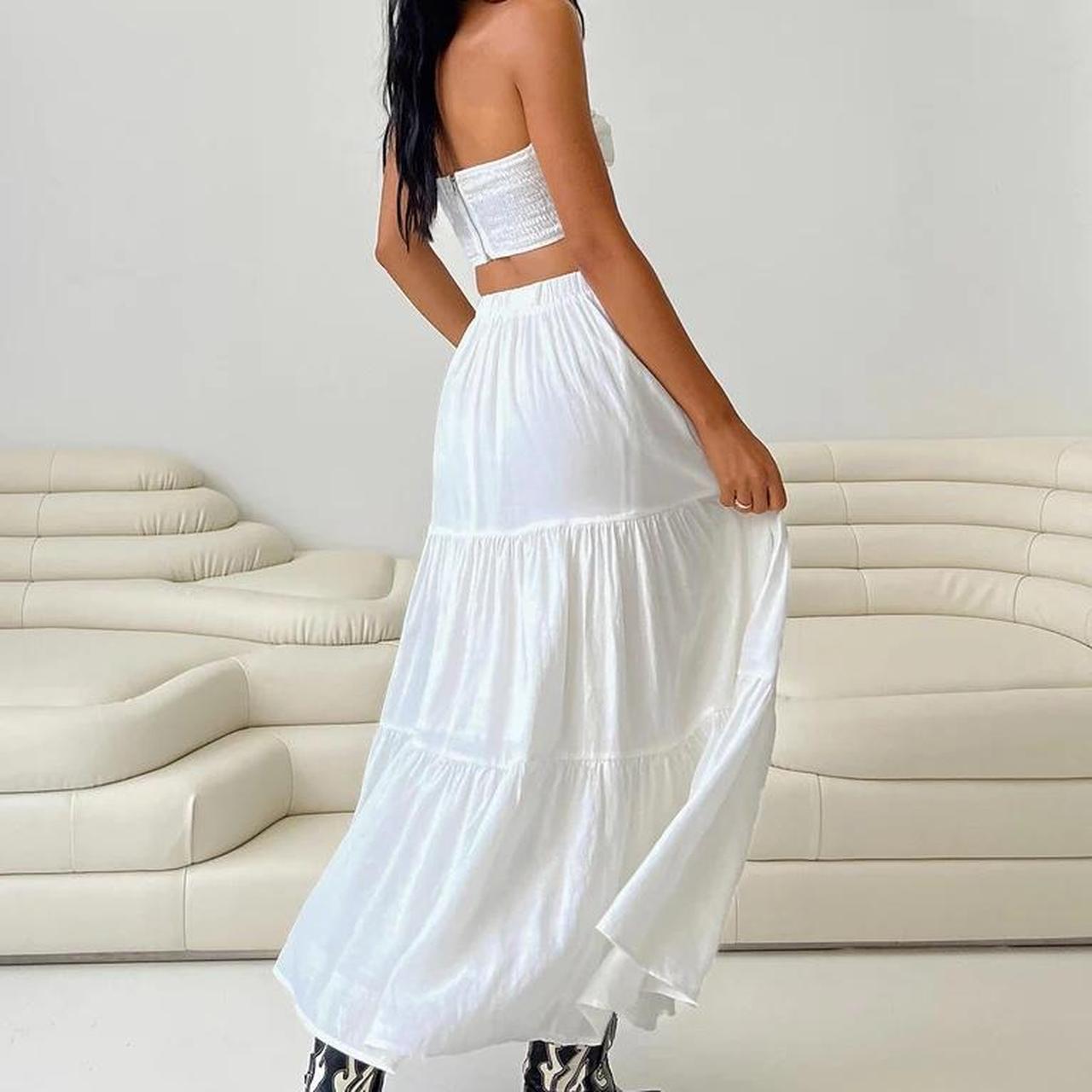 Princess polly white allie set maxi skirt set size... - Depop