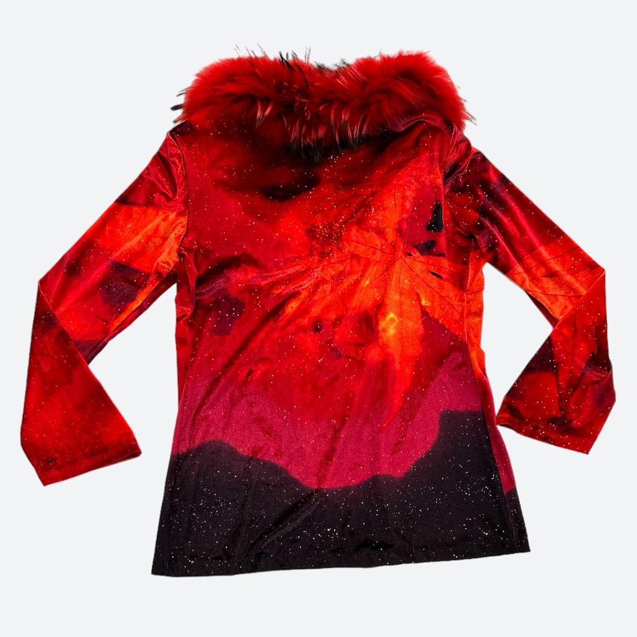Roberto Cavalli red fur cardigan with the amazing... - Depop