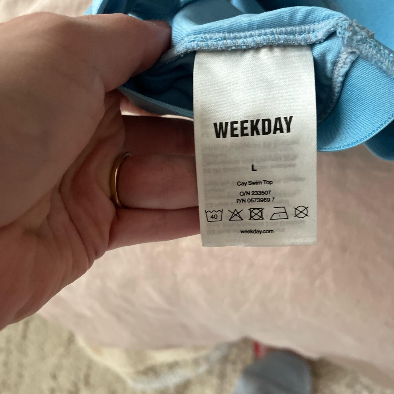 Weekday baby blue bathing suit top with adjustable... - Depop