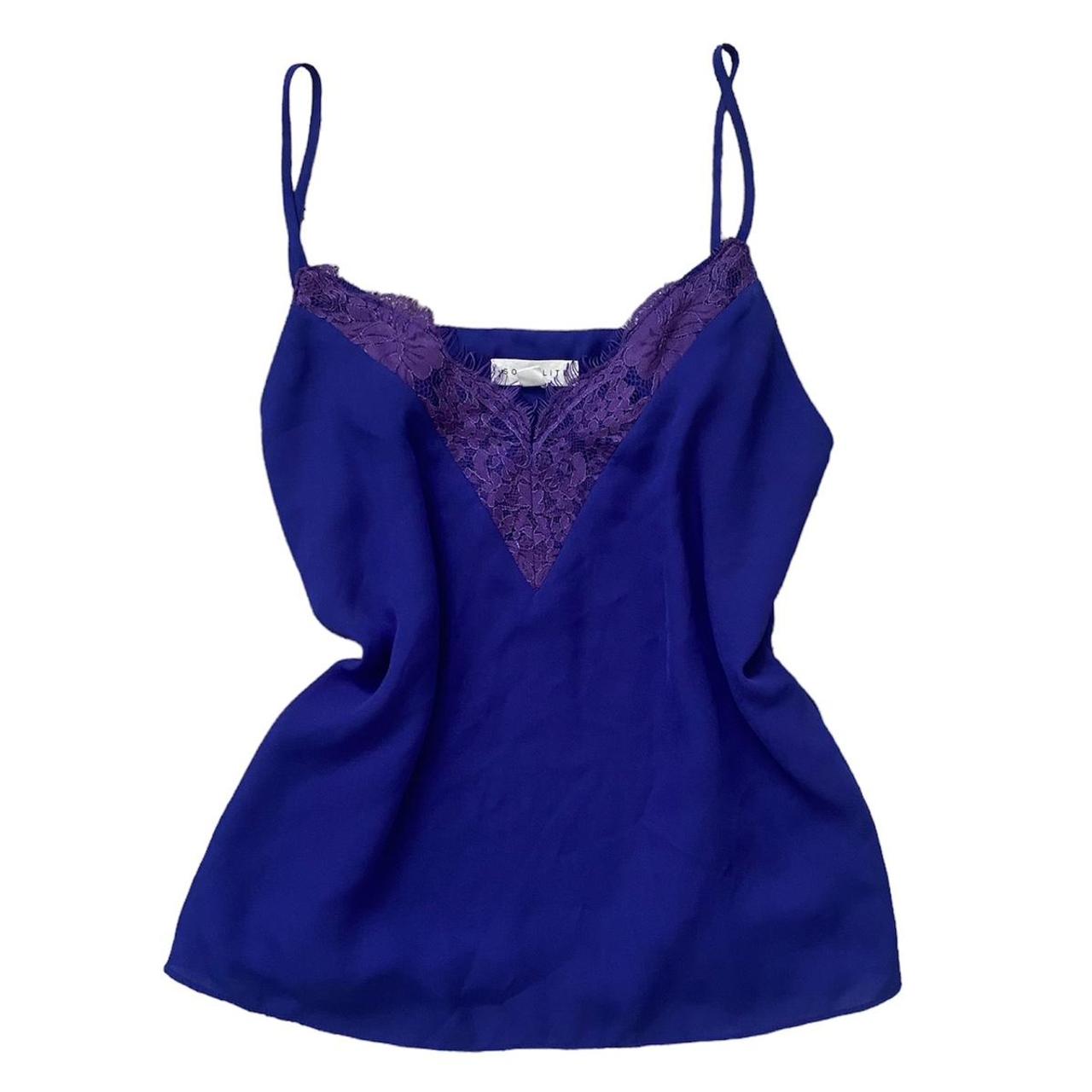 Socialite Purple Think Tank Top with Lace Details... - Depop
