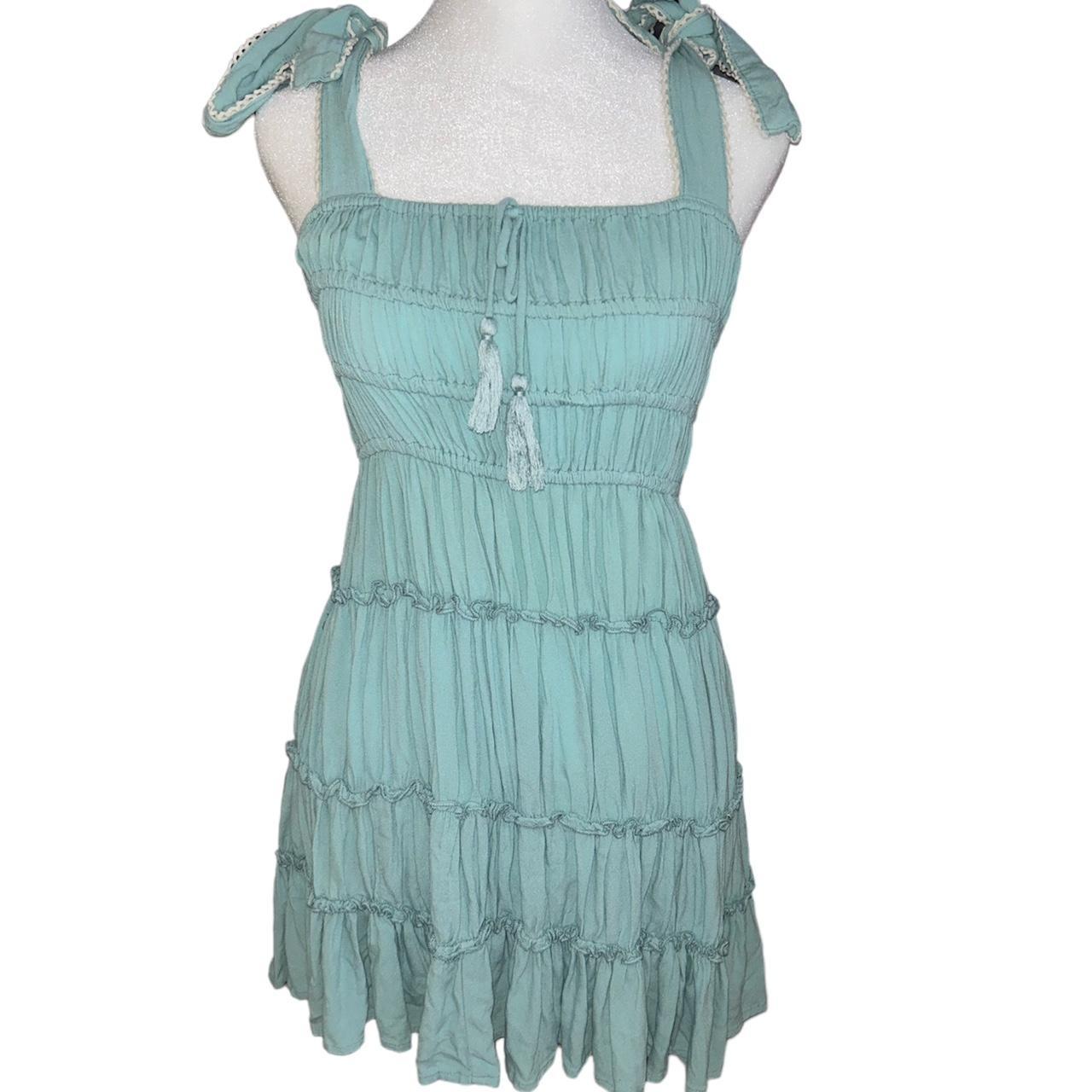 Chelsea & Violet Blue Ruffle Mini Dress Size... - Depop