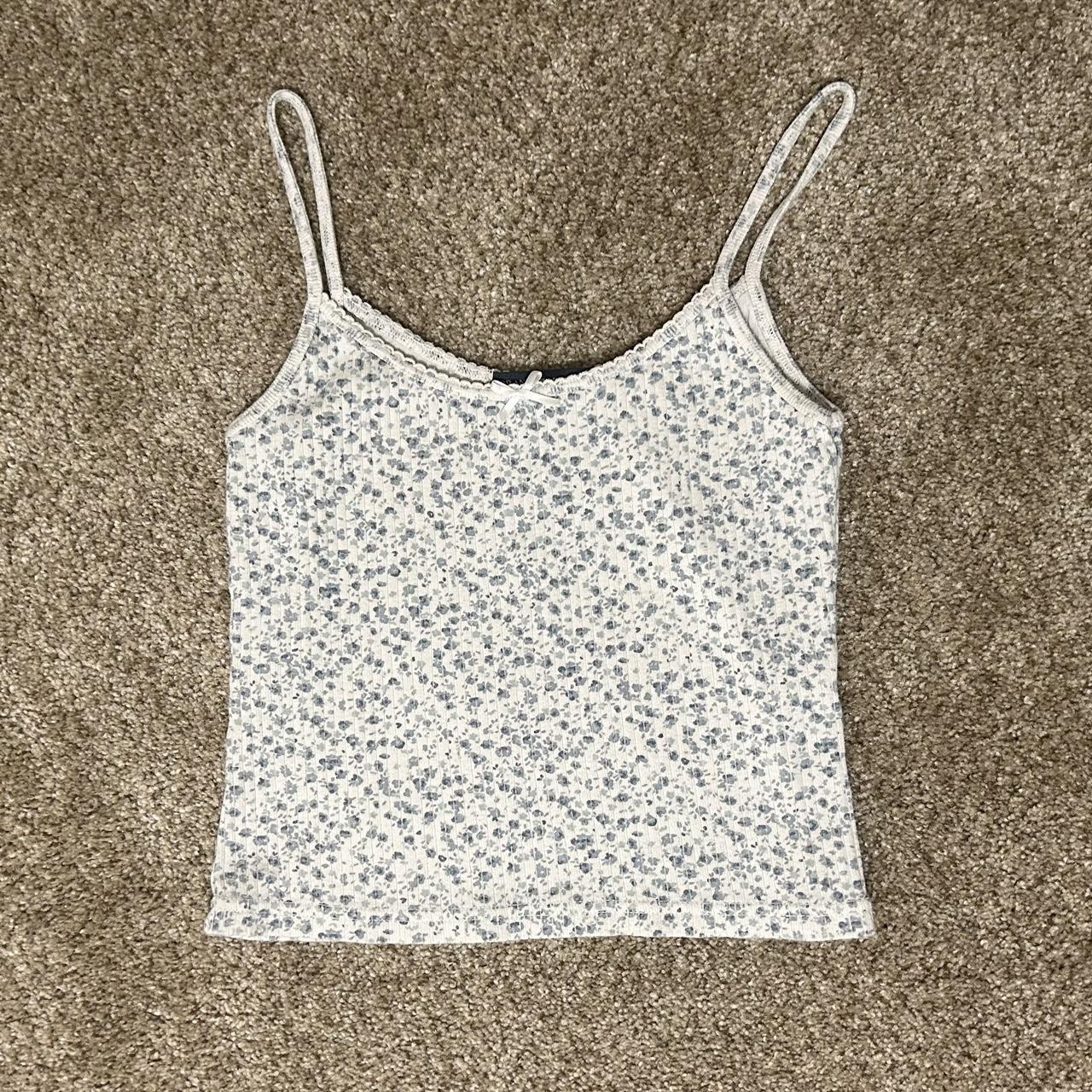 Brandy Melville Women's Blue and White Vests-tanks-camis | Depop