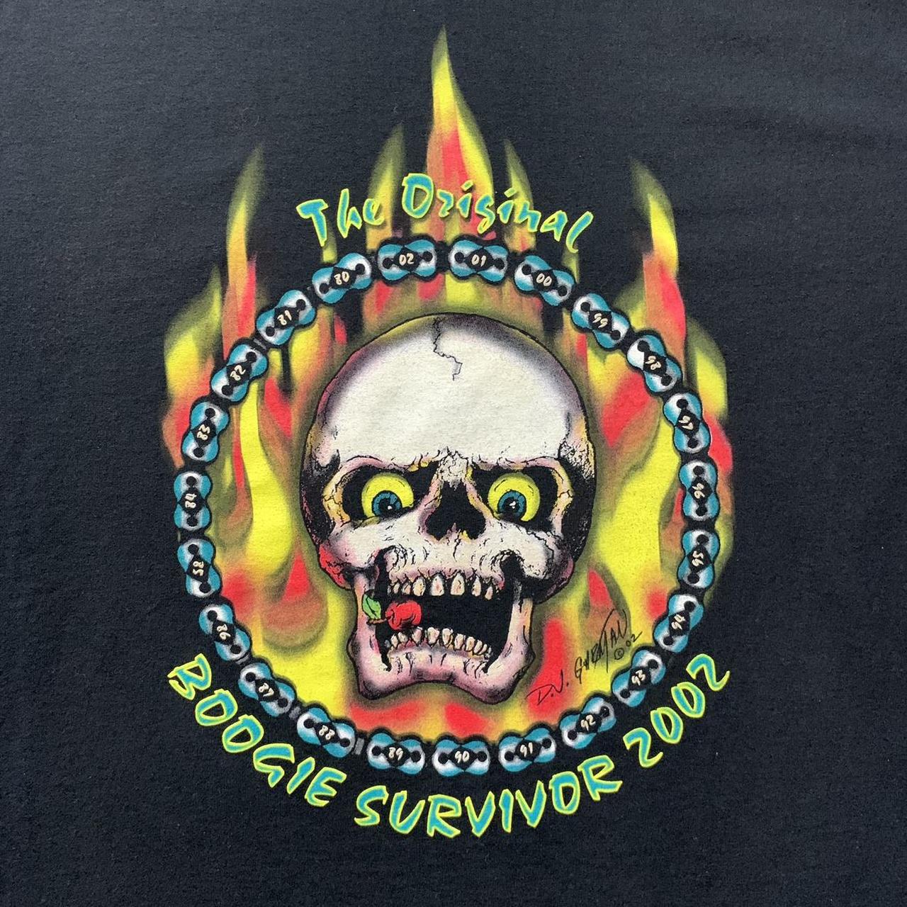 Vintage 2000s Biker Boogie Bikerfest Flaming Skull... - Depop