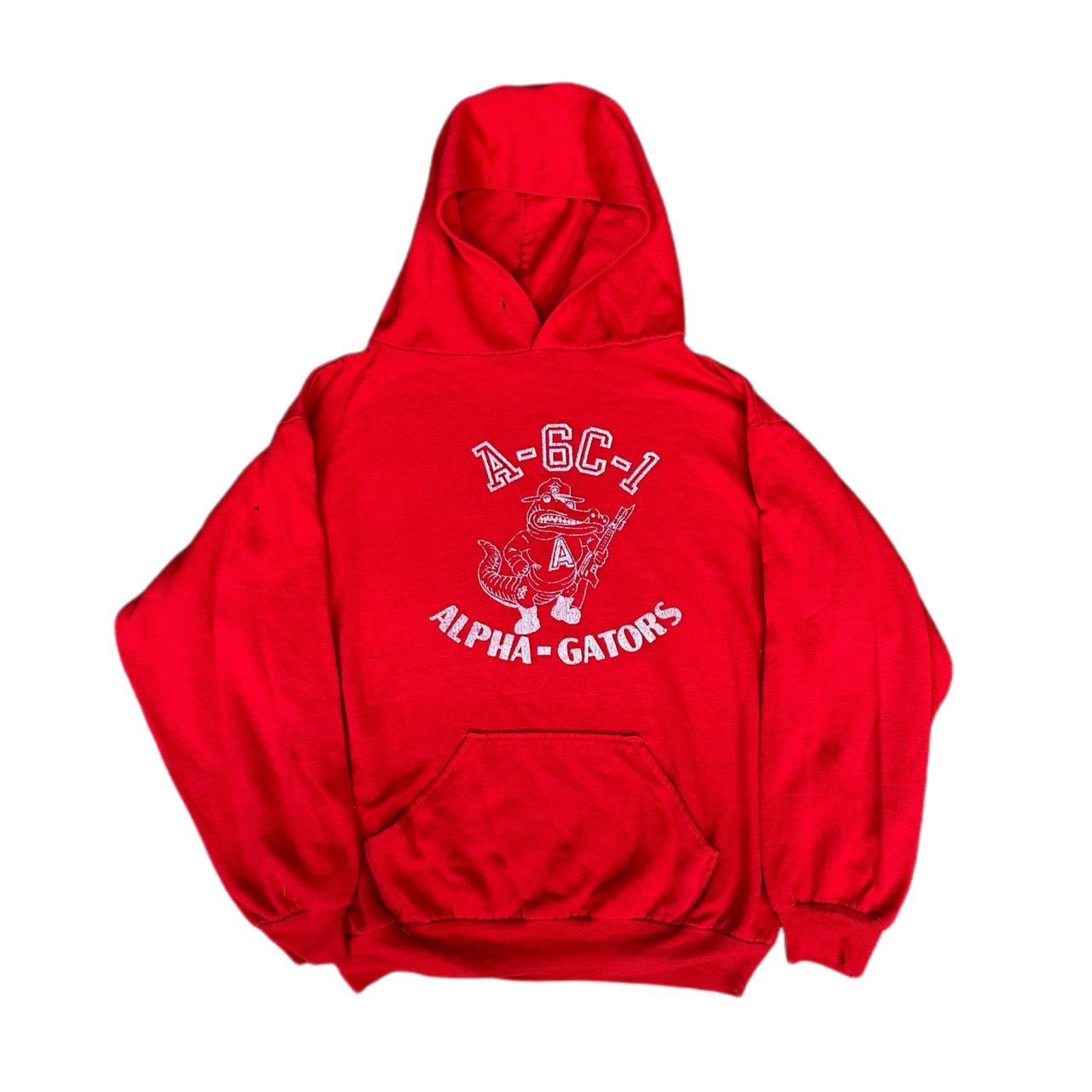 Vintage 1970s “Alpha-Gators” Military Hoodie SIZE... - Depop
