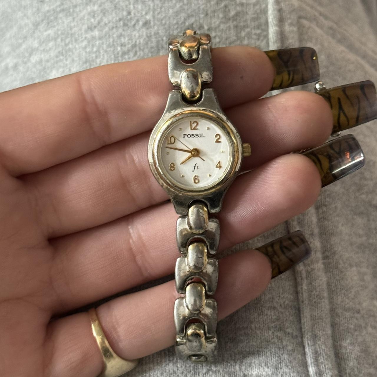vintage mixed metal fossil watch super cute untested - Depop