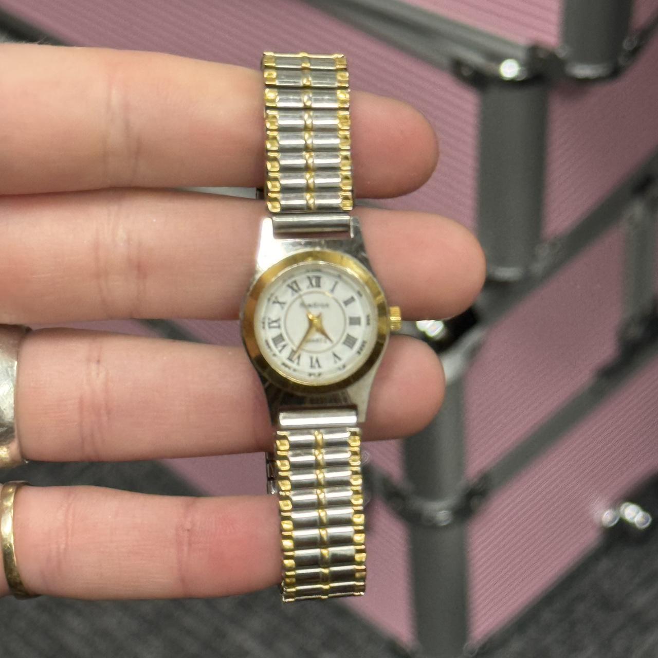 vintage untested mixed metal watch stretchy metal... - Depop