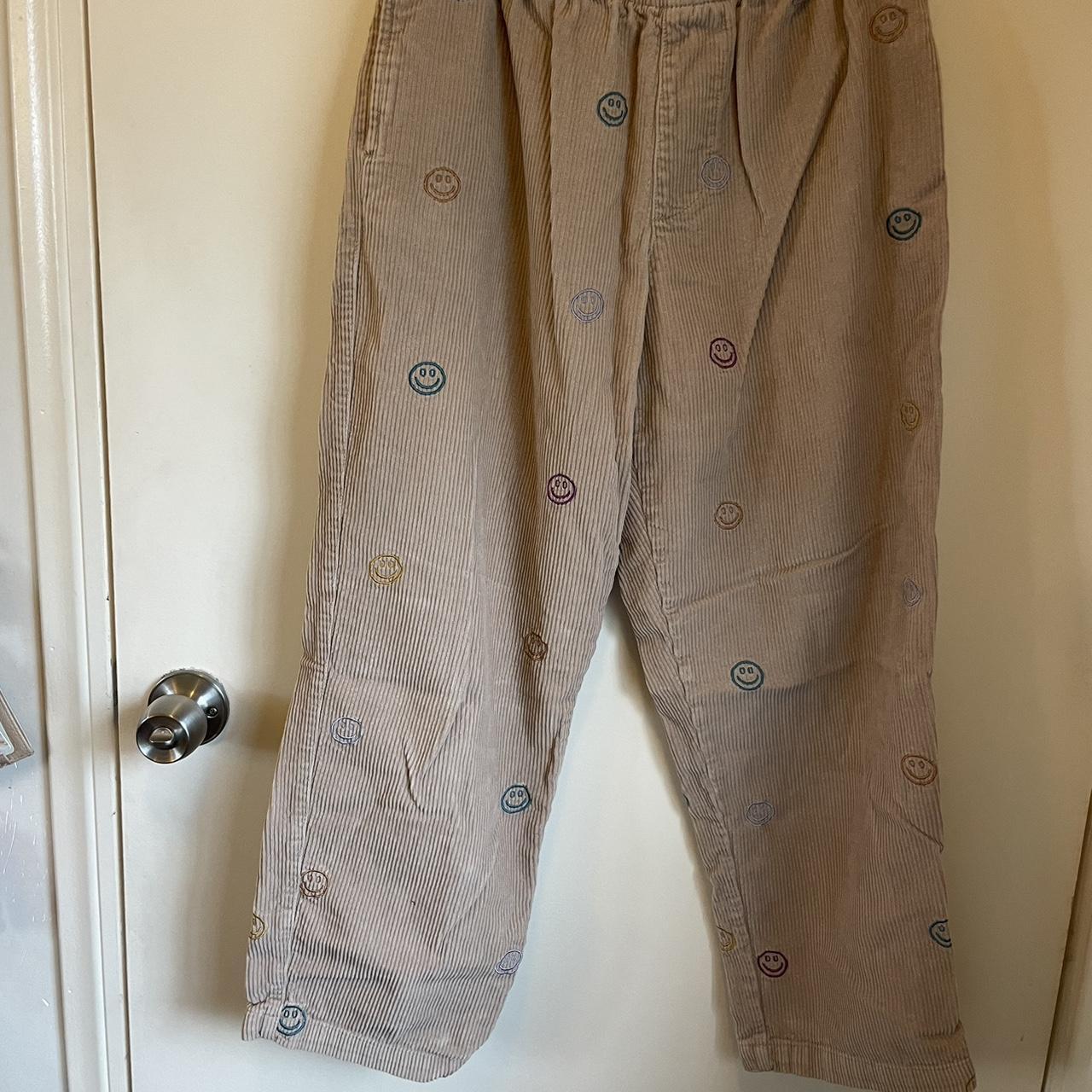 Urban outfitters corduroy smiley face pants Lightly... - Depop