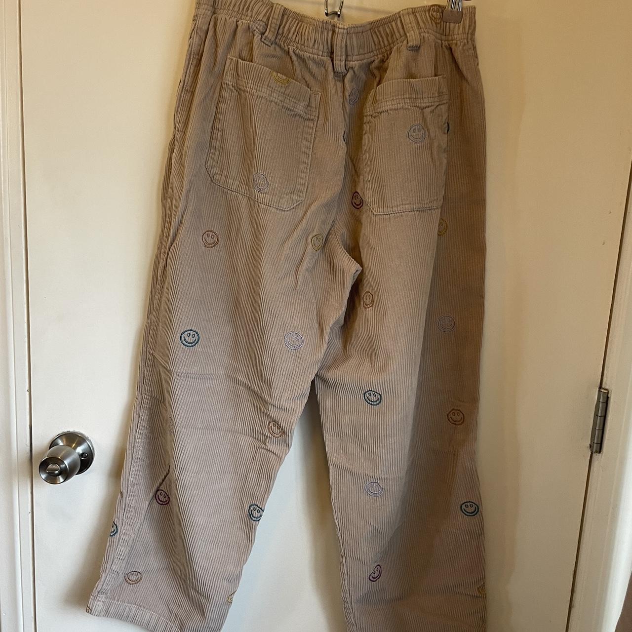 Urban outfitters corduroy smiley face pants Lightly... - Depop