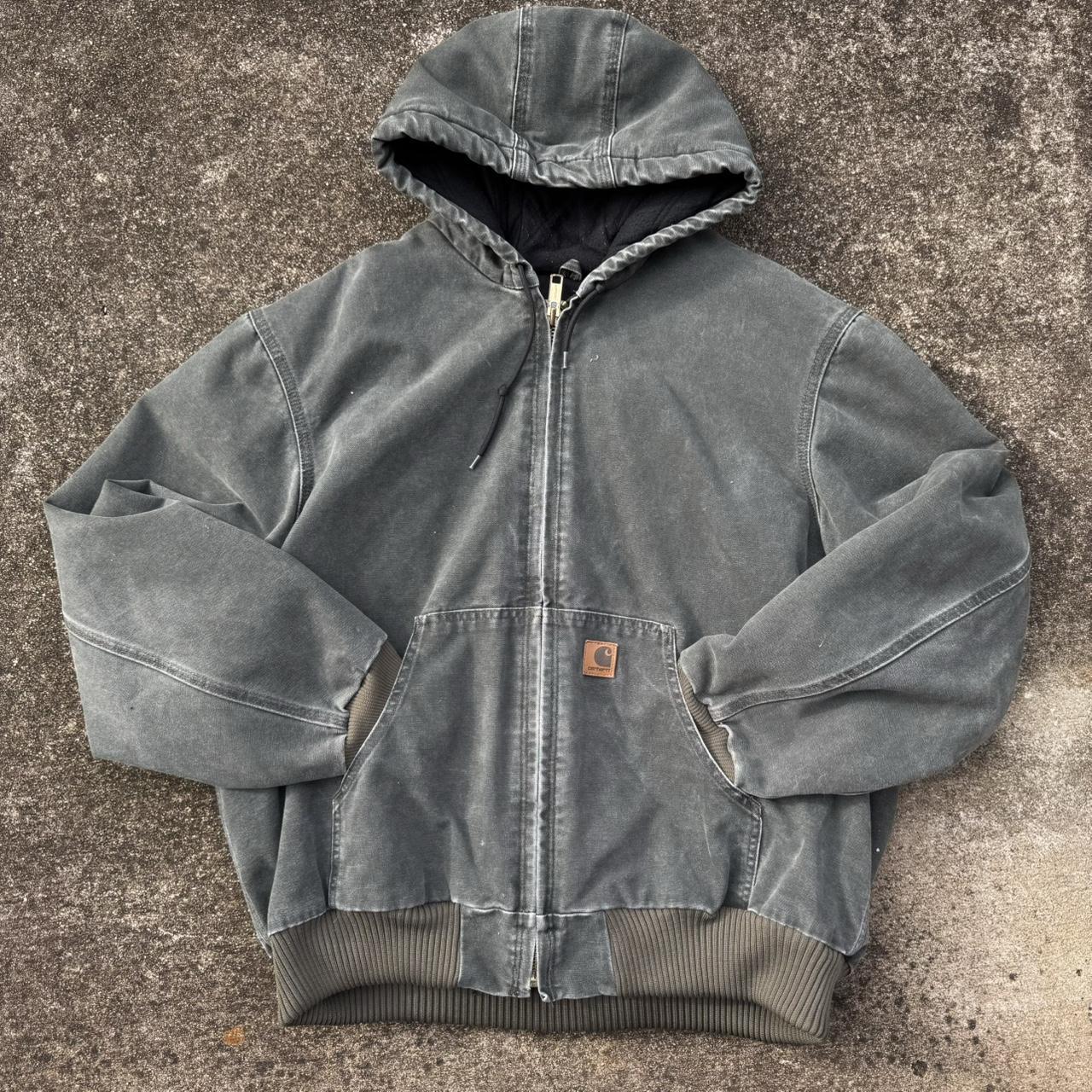 VINTAGE 2002 Distressed Faded Green Carhartt J130... - Depop