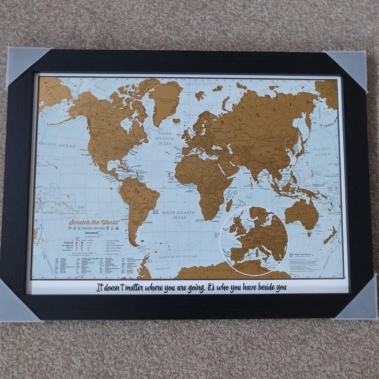 World scratch map framed. Brand New/ Never... - Depop