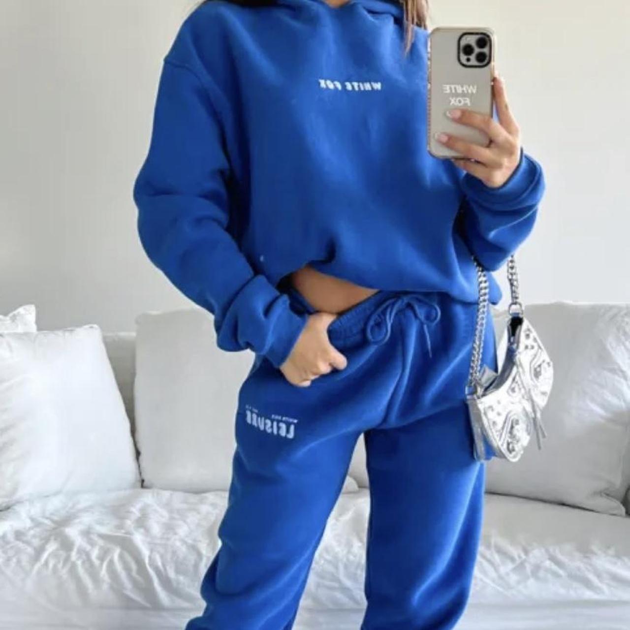 White fox tracksuit - Royal Blue -size S bottoms -... | Depop